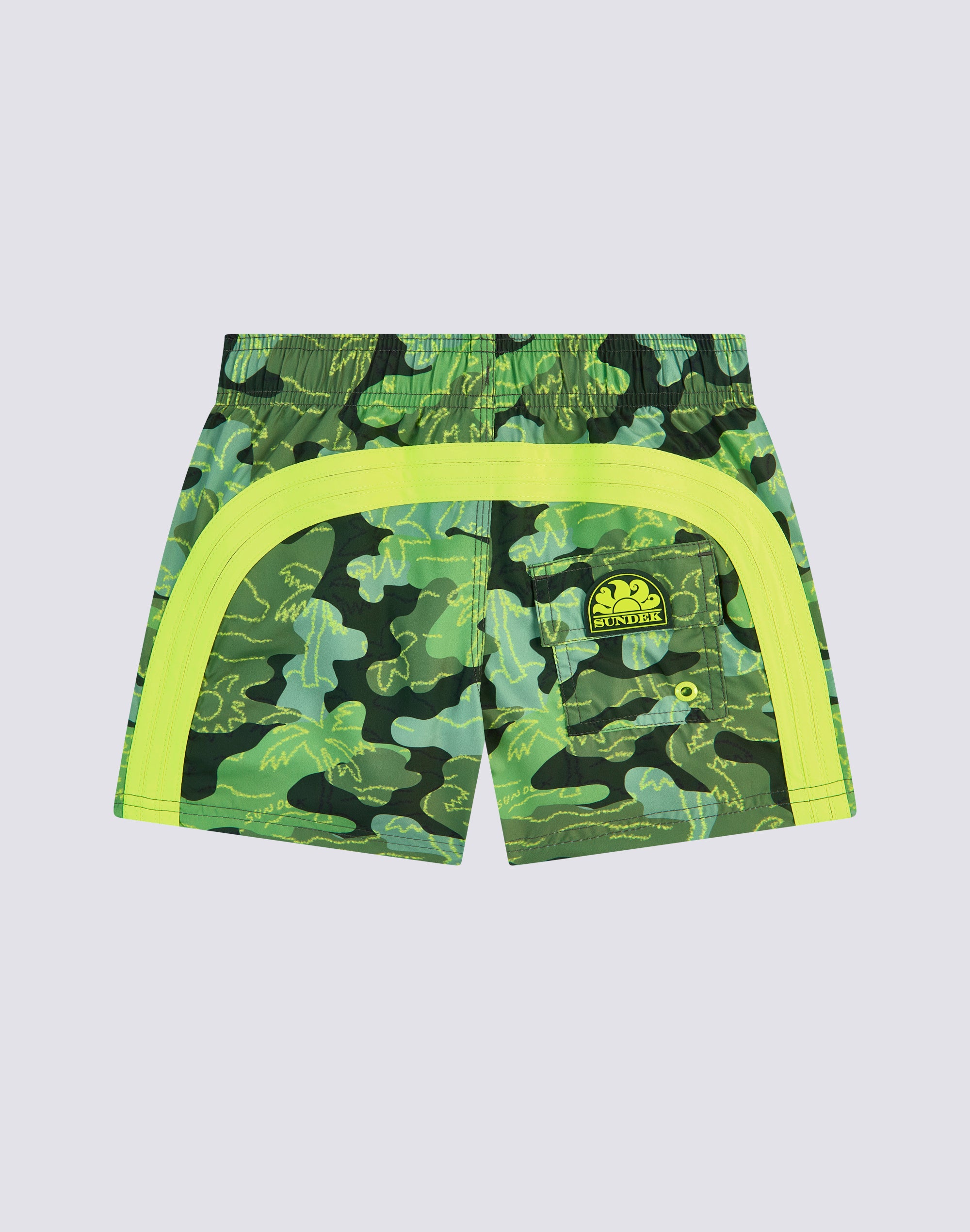 Sundek short swimsuit with elastic waist repreve® with inside palm print B504BDRT3IP-551IP – SUNDEK