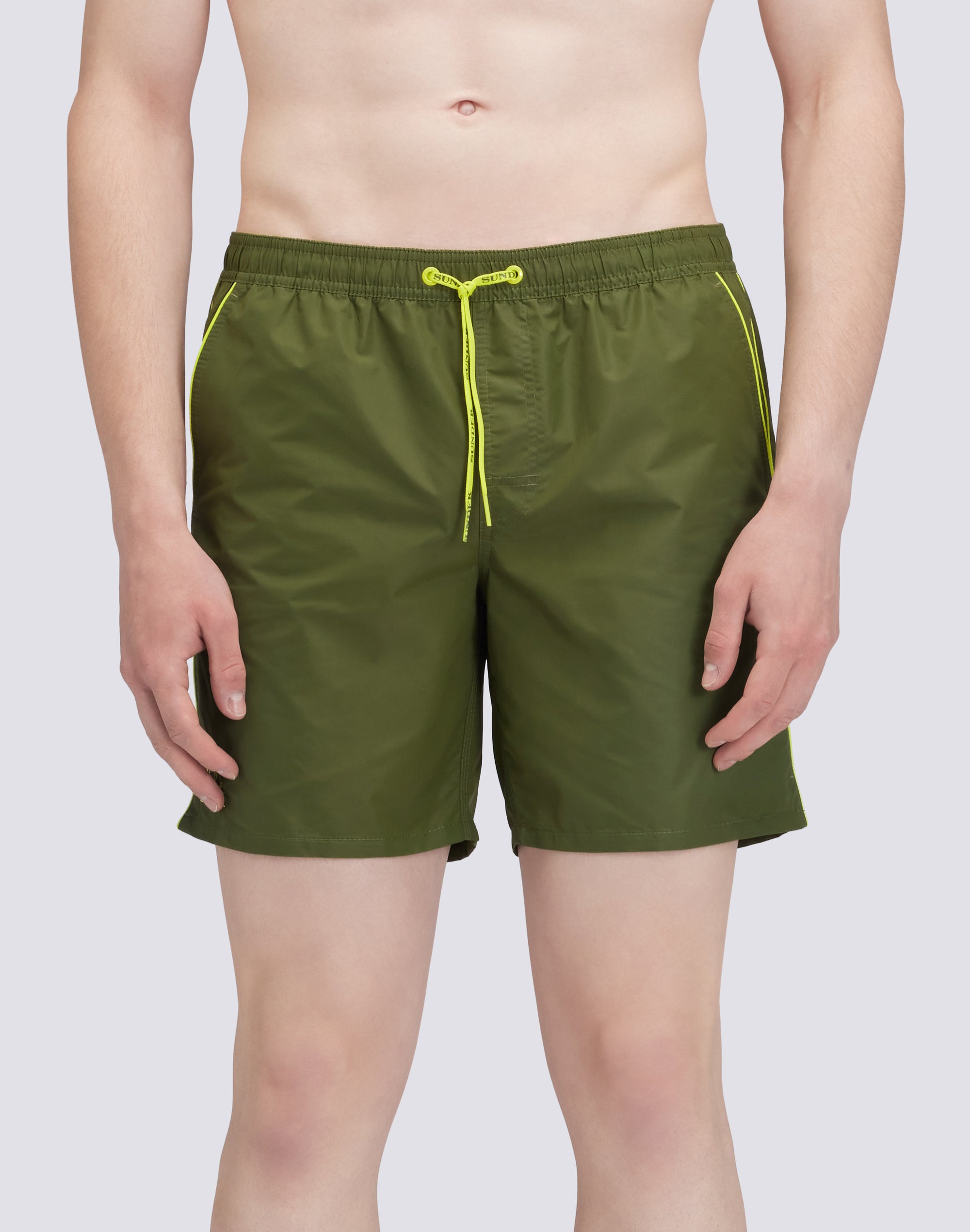 Sundek mid-length swimsuit with elastic waist and piping M420BDTA100-A5101 – SUNDEK