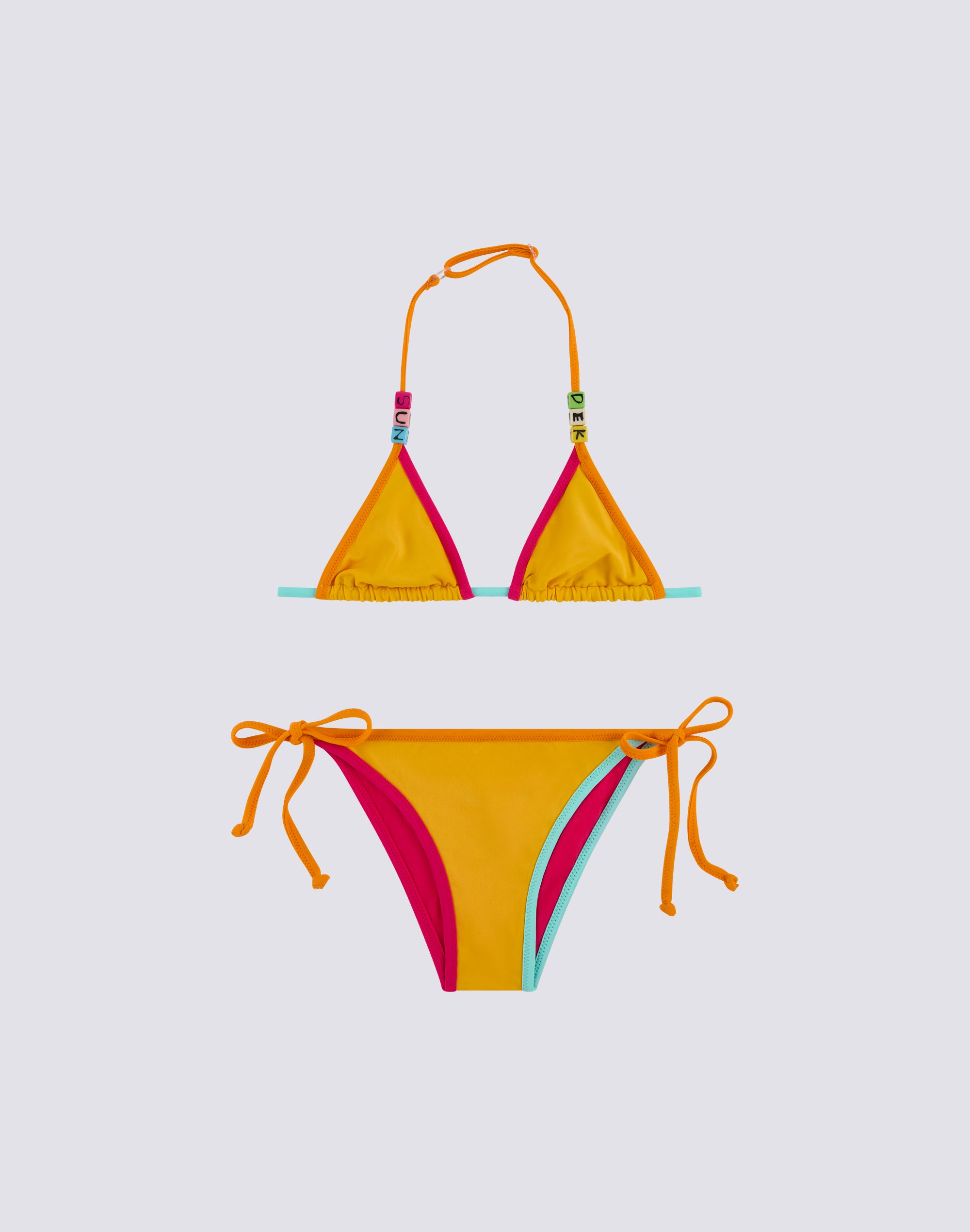 Sundek mini bikini with adjustable laces and contrast piping ...