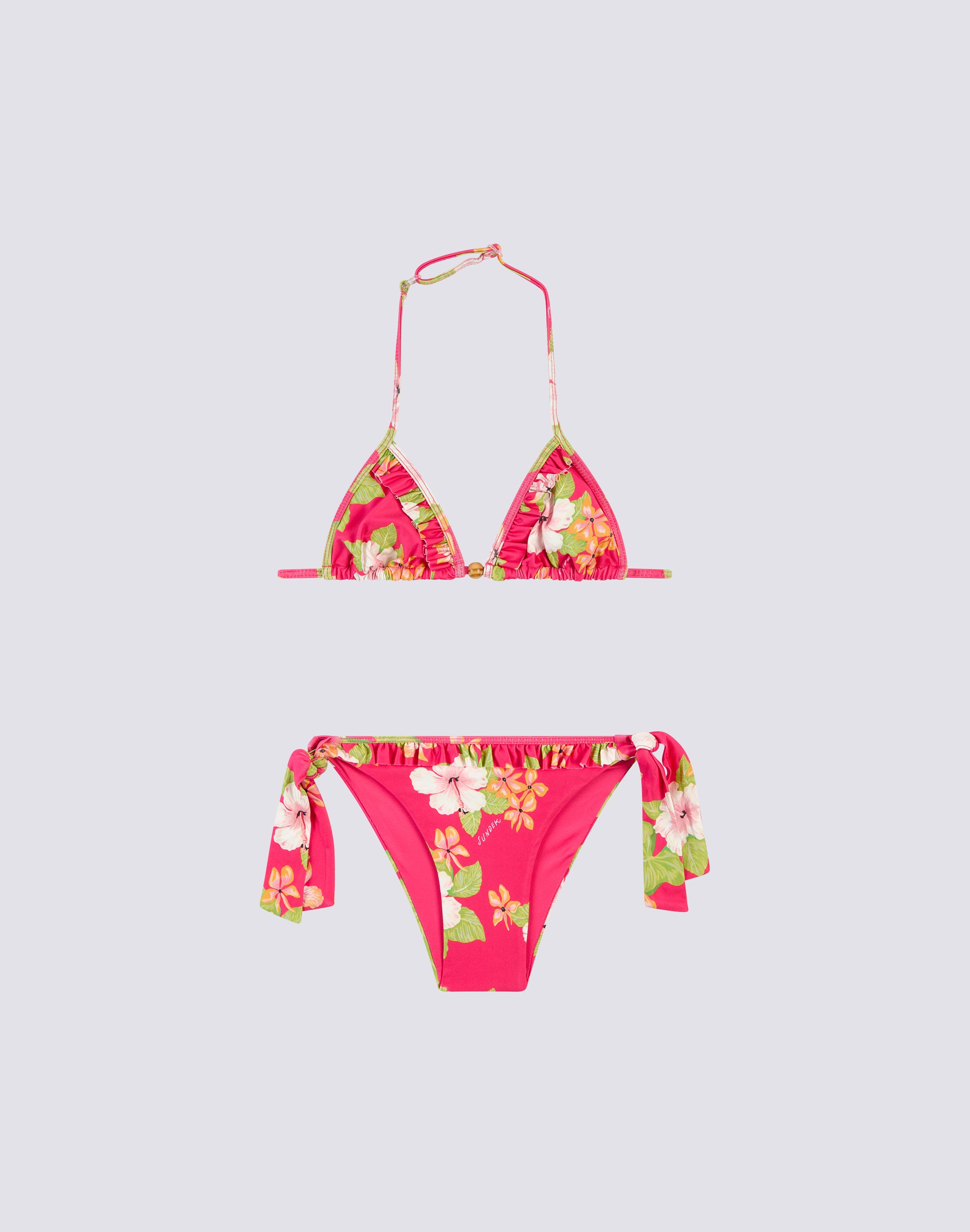 Sundek MINI BIKINI WITH RUFFLES AND SLIP-ON SLIP IN DREAMY HAWAII PRINT ...