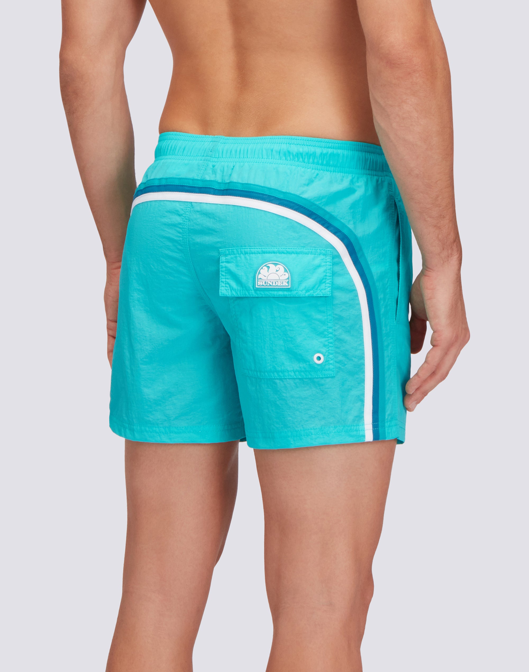 Sundek short swimsuit with elastic waist crinkled M504BDN5100-A5701 ...